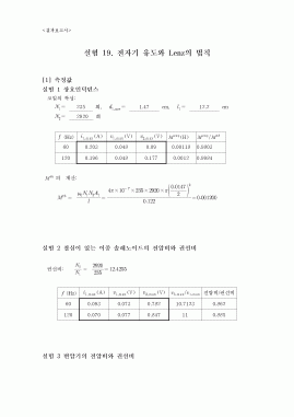 아주대학교 일반물리학 실험 결과보고서 실험19 전자기 유도와 Lenz의 법칙 2019년 1학기-1페이지