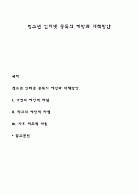 청소년 인터넷 중독의 예방과 대책방안-1페이지