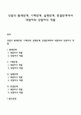 상담의 탐색단계 이해단계 실행단계 종결단계에서 내담자와 상담자의 역할-1페이지