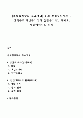 [분석심리학의 주요개념] 융의 분석심리이론 - 성격구조(개인무의식과 집단무의식) 리비도 정신에너지의 원리-1페이지