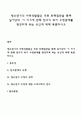 [사이버대학] 청소년기의 사회성발달은 주로 또래집단을 통해 일어난다 이 시기에 단짝 친구가 되어 우정관계를 형성하게 되는 요인에 대해 토론하시오-1페이지