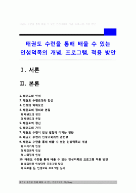 태권도 수련을 통해 배울 수 있는 인성덕목의 개념 프로그램 적용 방안-1페이지