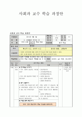 사회과 교수 학습 과정안 [3단원 - 사람들이 모이는 곳 주제 - 우리 고장 중심지의 옛날모습 알아보기]-1페이지