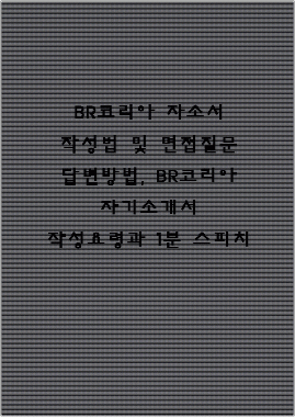 BR코리아 자소서 작성법 및 면접질문 답변방법 BR코리아 자기소개서 작성요령과 1분 스피치-1페이지