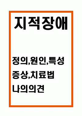 지적장애 정의 원인 특성분석과 지적장애 증상 및 치료법 분석및 나의의견정리 - 지적장애 연구레포트-1페이지