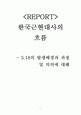 한국근현대사] 518의 발생배경과 과정 및 의의에 대해-1페이지