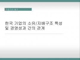 기업가치 평가지배구조 특성한국기업의 소유구조기업의 지배구조기업의 소유구조기업지배구조 평가기준-1페이지