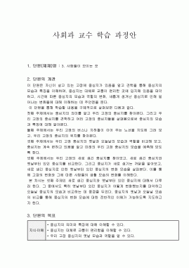 사회과 교수 학습 과정안 [단원명 - 사람들이 모이는 곳 단원의 개관 단원의 목표 교재연구 평가계획]-1페이지