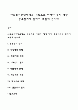 사회복지전달체계의 원칙으로 어떠한 것이 가장 중요한지에 관하여 토론해 봅시다-1페이지