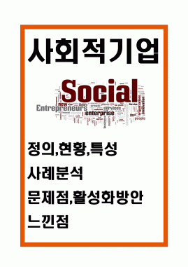 사회적기업 정의 현황 특성분석과 사례분석및 사회적기업 문제점과 활성화방안 연구 및 느낀점 - 사회적기업 연구레포트-1페이지