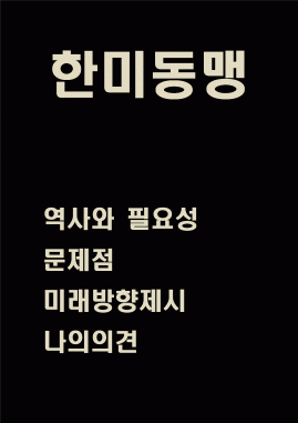 한미동맹 역사와 필요성및 한미동맹 문제점과 미래방향제시 및 나의의견 - 한미동맹 연구레포트-1페이지