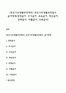 [국민기초생활보장제도] 국민기초생활보장법의 급여체계(생계급여 주거급여 교육급여 해산급여 장제급여 자활급여 의료급여)-1페이지