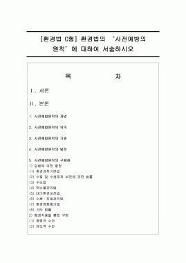 [환경법 C형] 환경법의 ‘사전예방의 원칙’에 대하여 서술하시오-1페이지