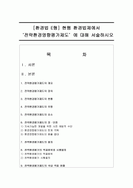 [환경법 E형] 현행 환경법제에서 ‘전략환경영향평가제도’에 대해 서술하시오-1페이지