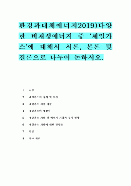 환경과대체에너지2019)다양한 비재생에너지 중 ‘셰일가스’에 대해서 서론 본론 및 결론으로 나누어 논하시오-1페이지