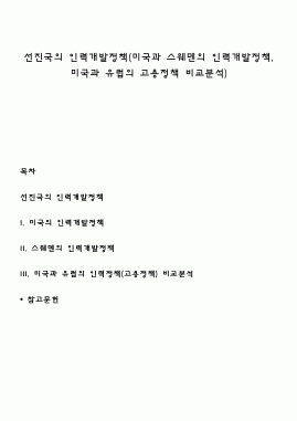 선진국의 인력개발정책(미국과 스웨덴의 인력개발정책 미국과 유럽의 고용정책 비교분석)-1페이지