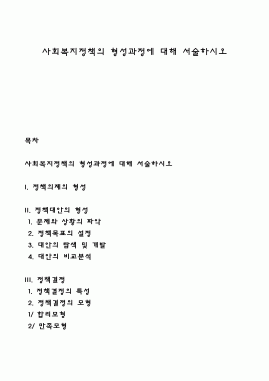 사회복지정책의 형성과정에 대해 서술하시오-1페이지