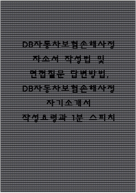 DB자동차보험손해사정 자소서 작성법 및 면접질문 답변방법 DB자동차보험손해사정 자기소개서 작성요령과 1분 스피치-1페이지