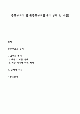 공공부조의 급여(공공부조급여의 형태 및 수준)-1페이지