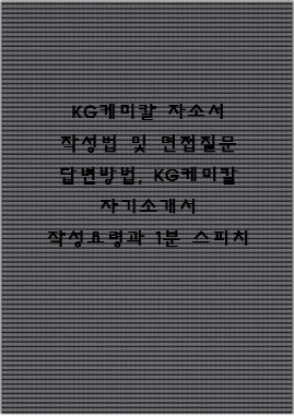 KG케미칼 자소서 작성법 및 면접질문 답변방법 KG케미칼 자기소개서 작성요령과 1분 스피치-1페이지