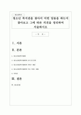 [사회복지] 청소년 복지관을 찾아서 어떤 일들을 하는지 찾아보고 그에 따른 의견을 정리하여 서술하시오-1페이지