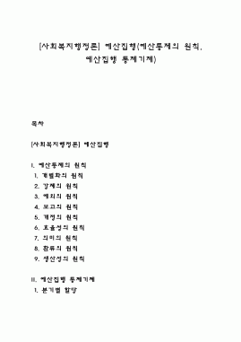 [사회복지행정론] 예산집행(예산통제의 원칙 예산집행 통제기제)-1페이지