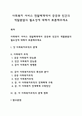 [사이버대학] 사회복지 서비스 전달체계에서 공공과 민간의 역할분담의 필요성에 대해서 토론해주세요 -1페이지