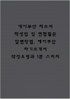 에어부산 자소서 작성법 및 면접질문 답변방법 에어부산 자기소개서 작성요령과 1분 스피치-1페이지