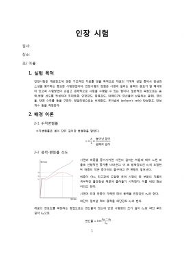 고체역학실험 재료역학실험 인장 실험 보고서-1페이지