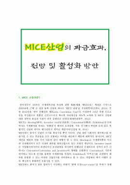 MICE산업의 파급효과 전망 및 활성화 방안-1페이지