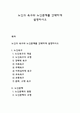 노인의 욕구와 노인문제를 간략하게 설명하시오-1페이지