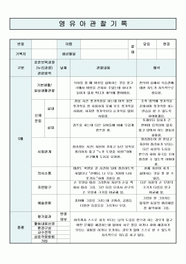 영유아 관찰기록일지  5세~6세 6월-1페이지