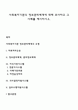 사회복지기관의 정보관리체계에 대해 조사하고 그 사례 레포트-1페이지