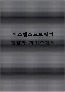 자소서) 시스템 소프트웨어개발자 자기소개서-1페이지