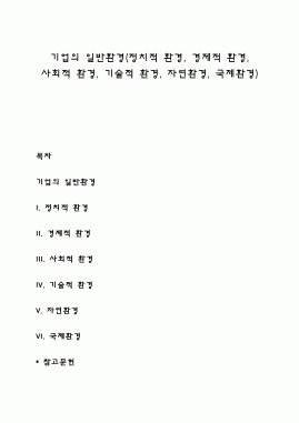 기업의 일반환경) 정치적 환경 경제적 환경 사회적 환경 기술적 환경 자연환경 국제환경 레포트-1페이지