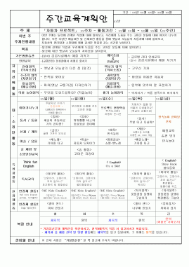 주간교육계획안) 유치원 어린이집 9월 1주 10월 2주 12월 23주-1페이지