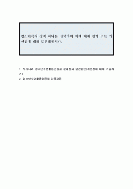 청소년복지 정책 하나를 선택하여 이에 대해 평가 또는 개선점에 대해 토론해봅시다-1페이지