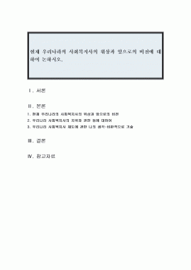 현재 우리나라의 사회복지사의 위상과 앞으로의 비전에 대하여 논하시오-1페이지