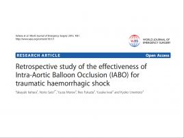 Retrospective study of the effectiveness of intra aortic ballon occlusion(IABO) for traumatic haemorrhagic shock-1페이지