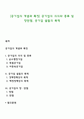 [공기업의 개념과 특징] 공기업의 의의와 종류 및 장단점 공기업 설립의 목적-1페이지