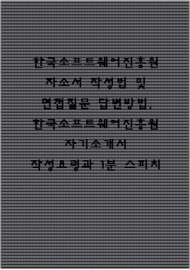 한국소프트웨어진흥원 자기소개서 작성법 및 면접질문 답변방법 작성요령과 1분 스피치-1페이지