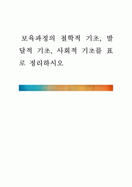 보육과정의 철학적 기초 발달적 기초 사회적 기초를 표로 정리하시오-1페이지