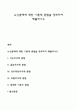 노인문제에 대한 이론적 관점을 정리하여 제출하시오-1페이지