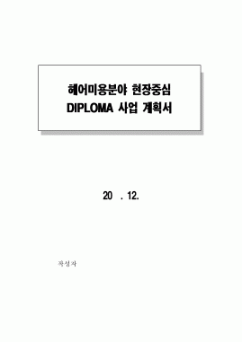 헤어미용분야 현장중심 DIPLOMA 사업 계획서
-1페이지