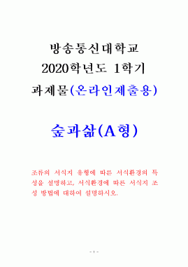 숲과삶(A형) 조류의 서식지 유형에 따른 서식환경의 특성을 설명하고, 서식환경에 따른 서식지 조성 방법에 대하여 설명하시오-1페이지