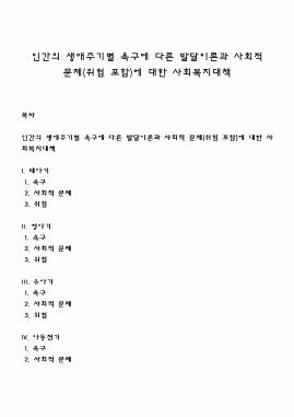 인간의 생애주기별 욕구에 따른 발달이론과 사회적 문제(위험 포함)에 대한 사회복지대책-1페이지