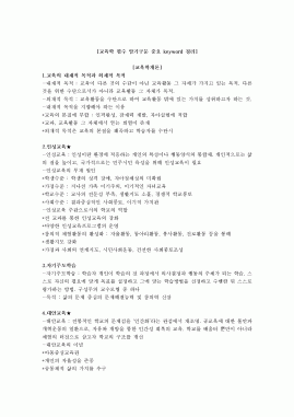 중등임용고시<2회 합격자> 주제별 핵심키워드 정리 - 교육학 (필수암기내용)-1페이지