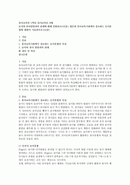 <유아교육론 B형> 놀이와 유아발달과의 관계에 대해 설명하고, 방문한 유아교육기관에서 강조하는 놀이유형에 대하여 서술하시오-1페이지