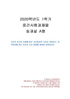 2020년 1학기 숲과삶 중간시험과제물 A형(조류의 서식환경의 특성, 서식지 조성 방법)-1페이지