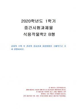 2020년 1학기 식용작물학2 중간시험과제물 B형(감자의 수확 후 관리의 중요성)-1페이지